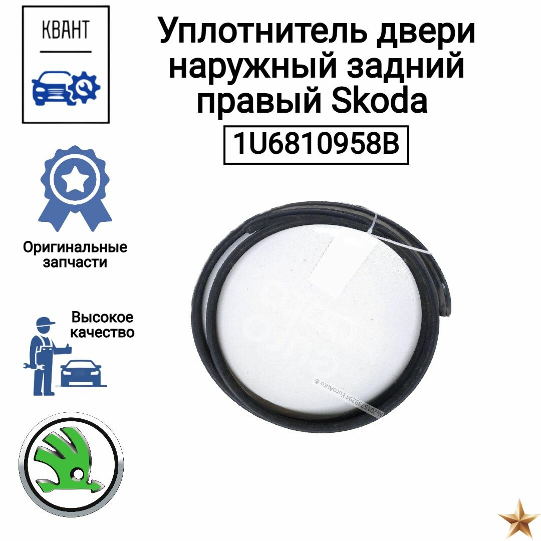 Уплотнитель двери наружный задний правый Skoda 1U6810958B