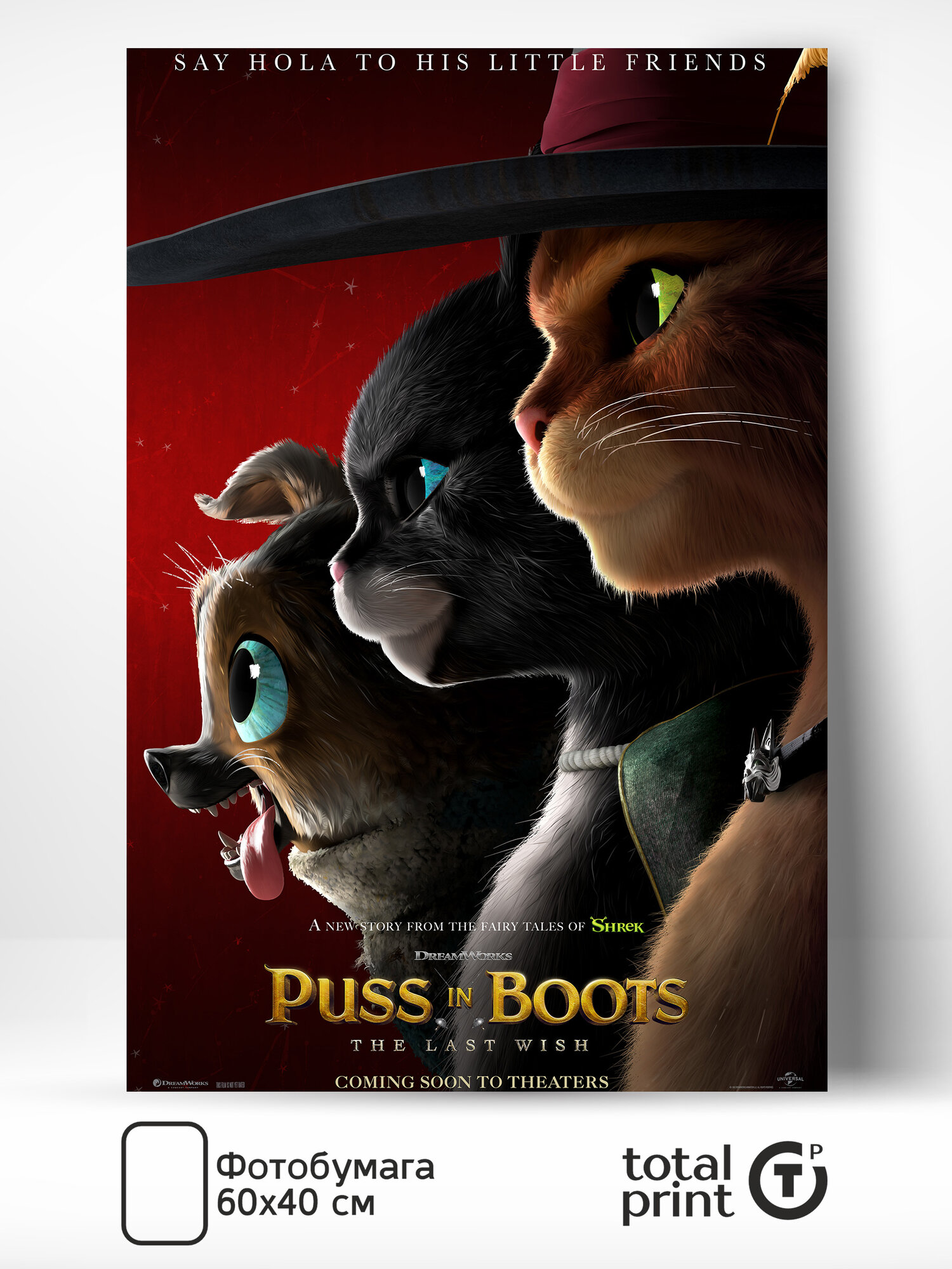 TotalPrint Постер для интерьера, Мультфильм, Шрек, 60х40см.