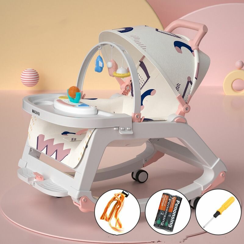 Детское кресло-качалка/многофункциональная детская колыбелька Июнь-0-3 Складное удобное кресло-качалка на колесиках и тарелке.