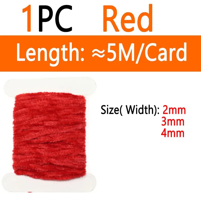 Красная вискозная синель Bimoo, 5м, 3mm, 1PC