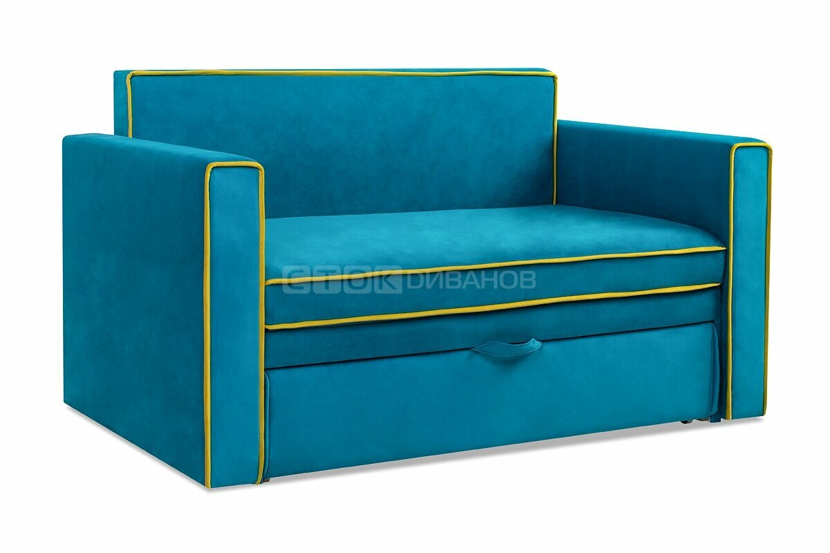 Диван Сток Диванов Ультра Blue синий 130 см, механизм выкатной, с ящиком для хранения