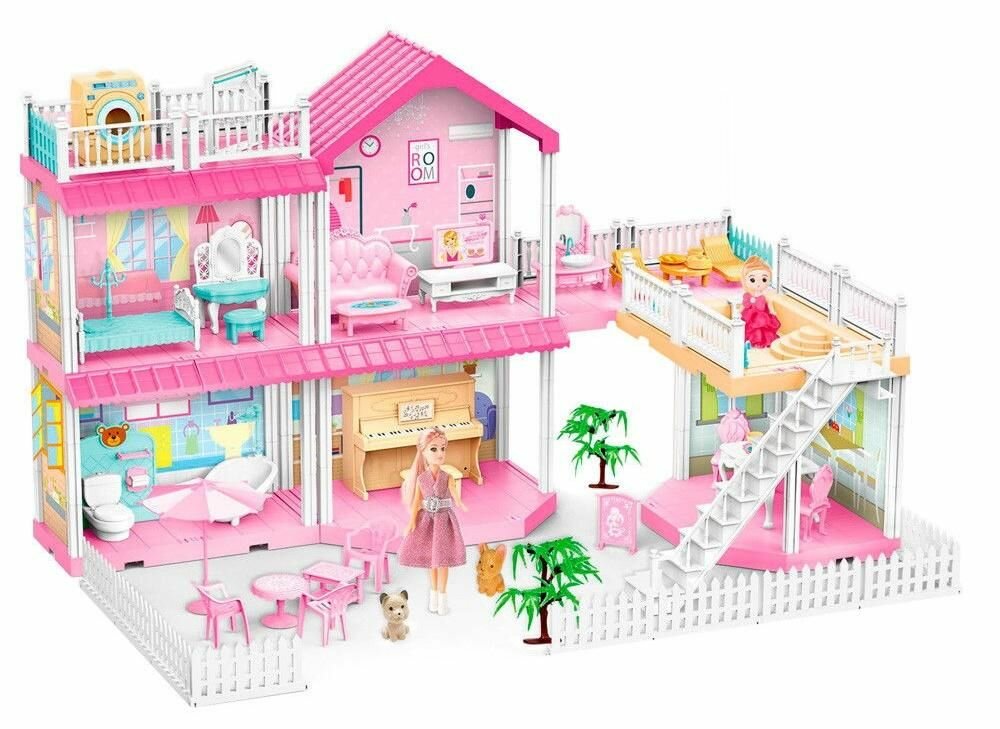 Кукольный дом КНР "Вилла", Dream, с бассейном, 190 деталей, в коробке