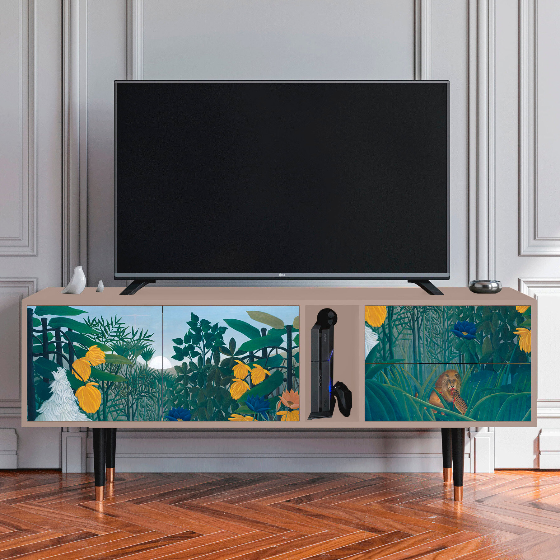 ТВ-Тумба - STORYZ - T1 The Repast of the Lion by Henri Rousseau, Размер - 170 x 69 x 48 см, Цвет корпуса - , Бежевый