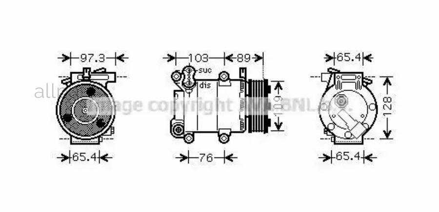 AVA FDAK391 Компрессор кондиционера Ford C-Max Focus II Volvo C30 S40 V50