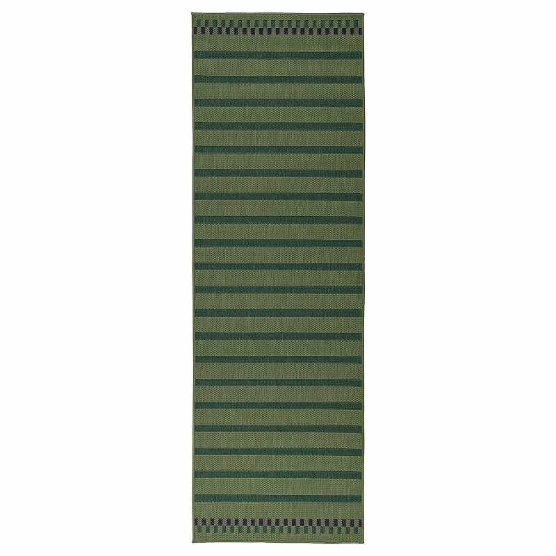 Плоский тканый ковер, для помещений/улицы, зелено-фиолетовый/с полосатым рисунком, 80x250 см