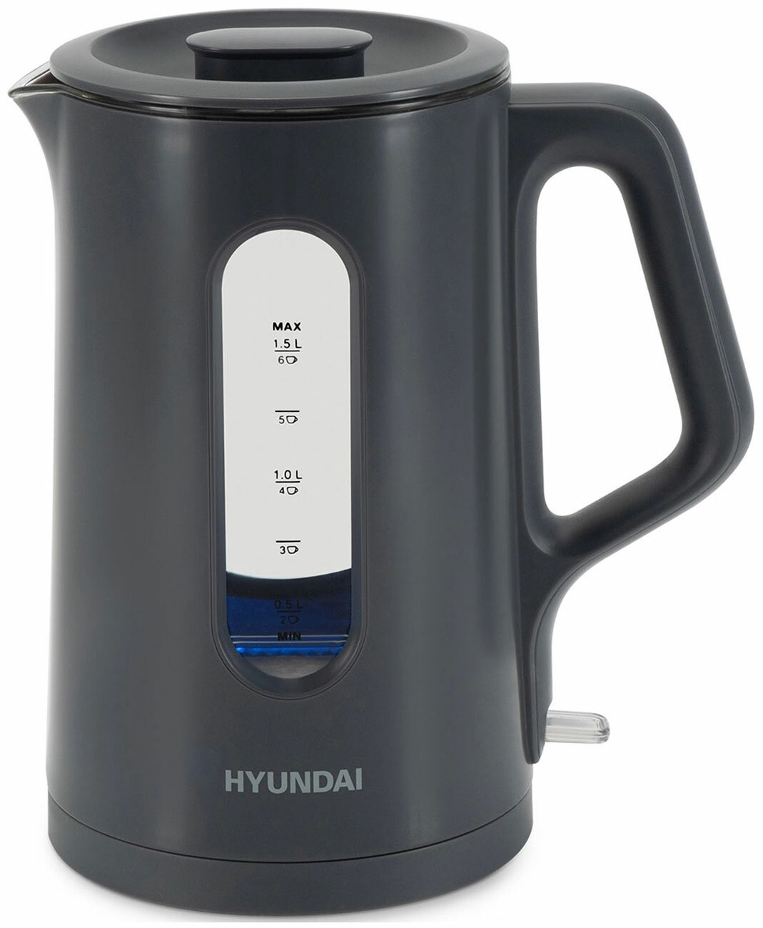 Чайник электрический Hyundai HYK-G4508, 1.5 л, 1700 Вт (серый/прозрачный, стекло)
