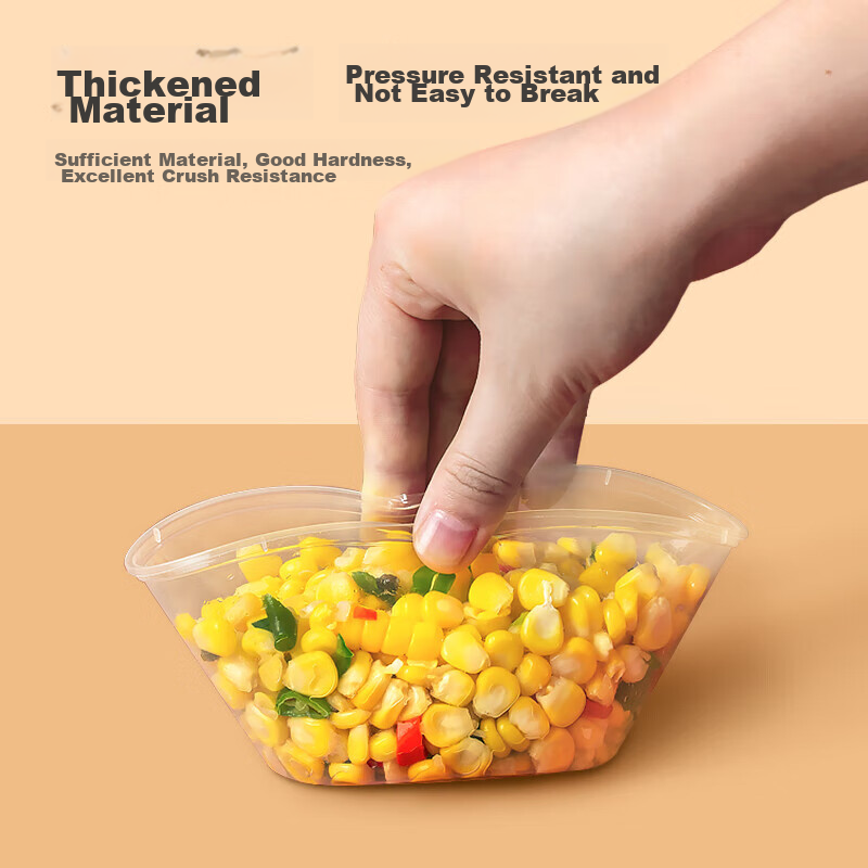 Wutian Disposable Food Containers, Takeout Boxes, Plastic Round Containers with Lids, 500 Model, 50 Sets, Takeout Soup Bowls