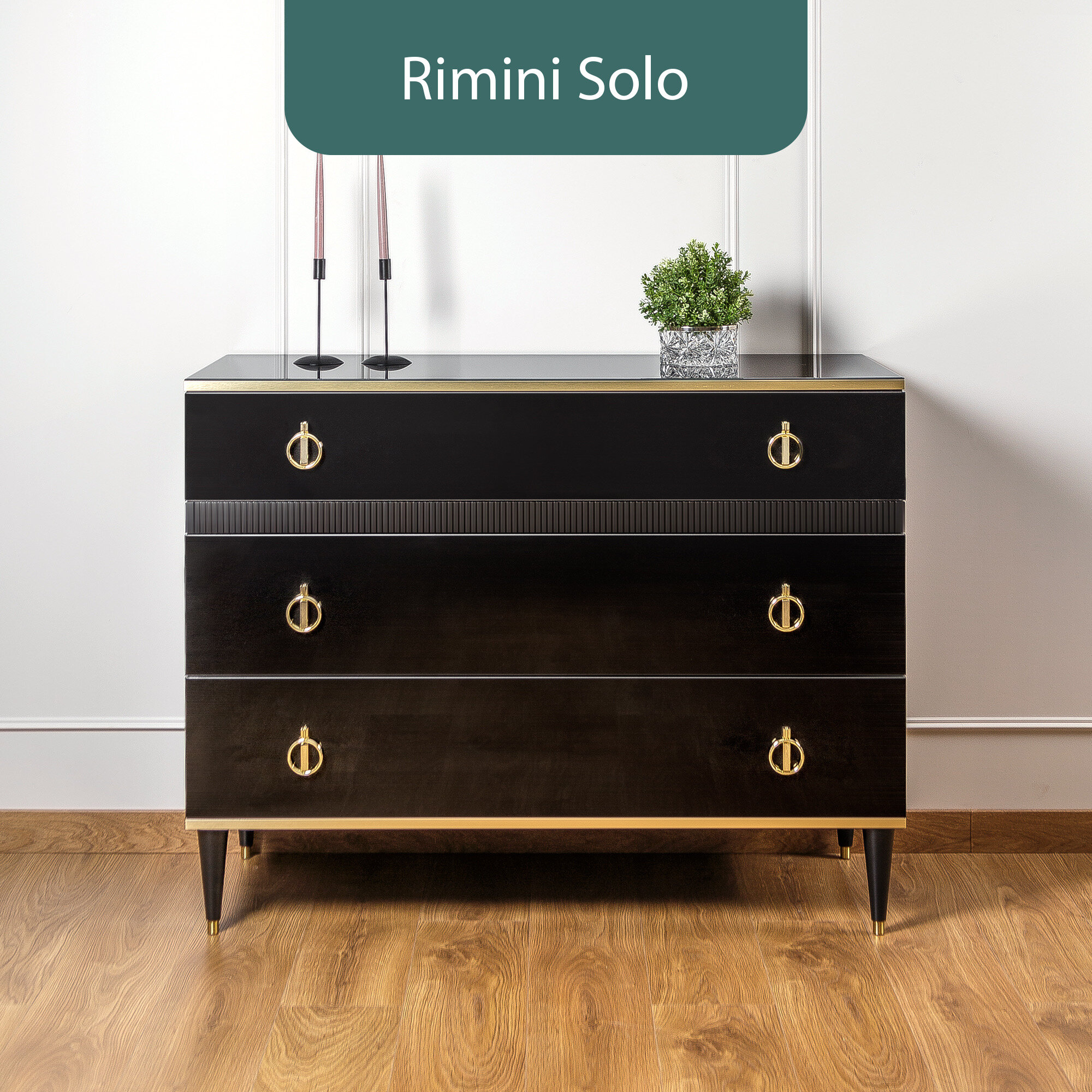 Комод с планкой Rimini Solo. Черный/золото
