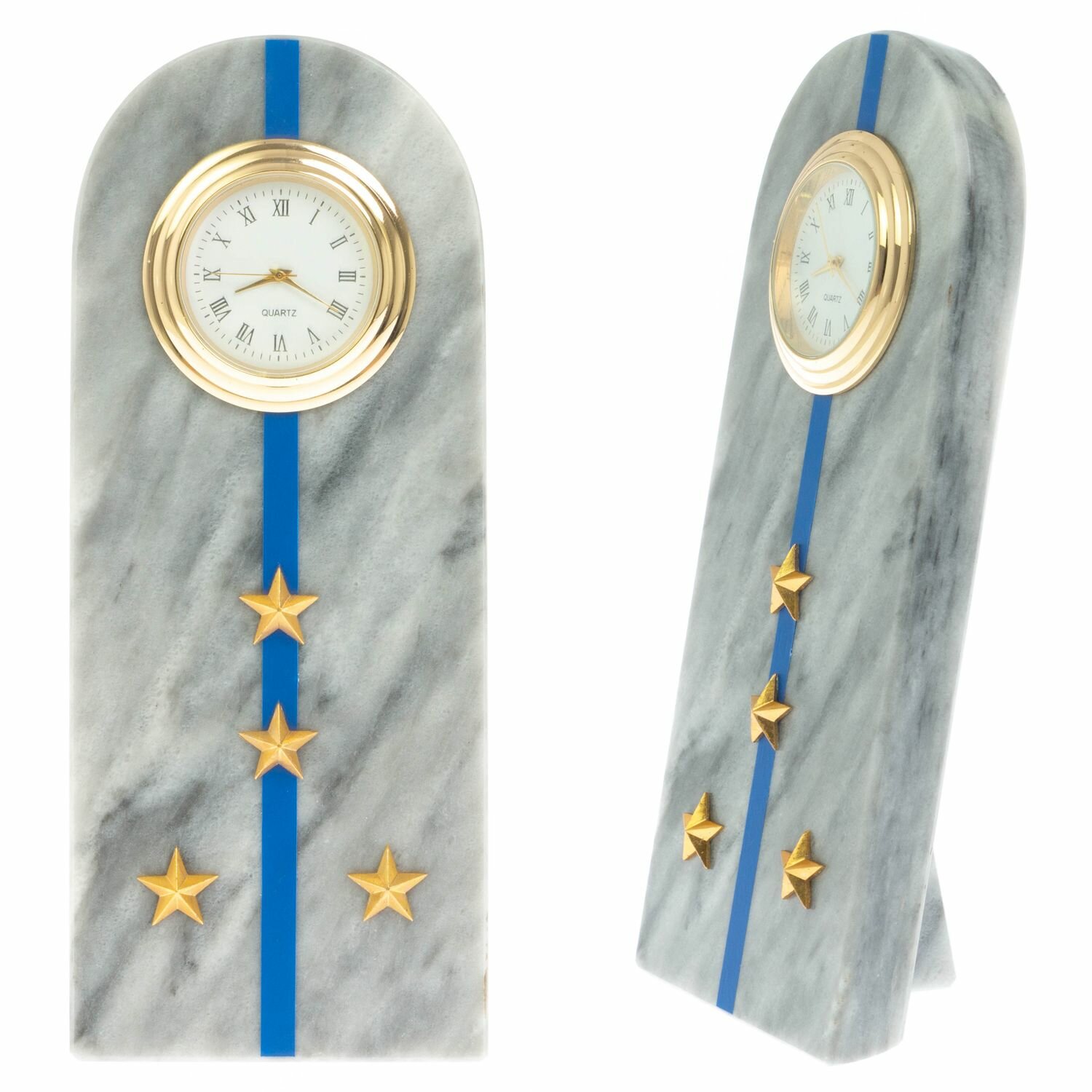 Часы-погон "Капитан МЮ " камень мрамор