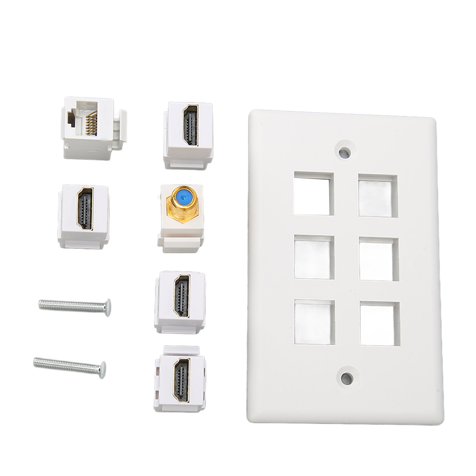 Настенная панель с 6 портами HD Мультимедийный интерфейс CAT6 TV F Head Ethernet Настенная панель для домашнего офиса