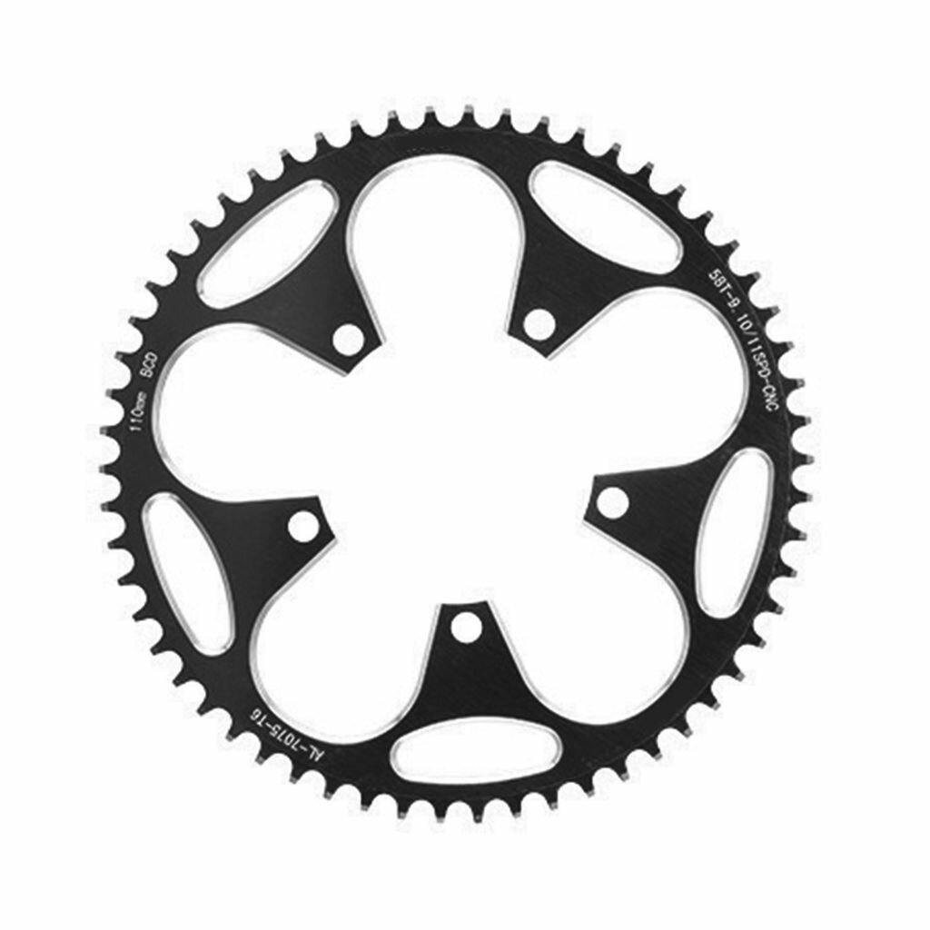 Однодисковый дорожный велосипед с положительными и отрицательными зубьями-58T-110BCD черный