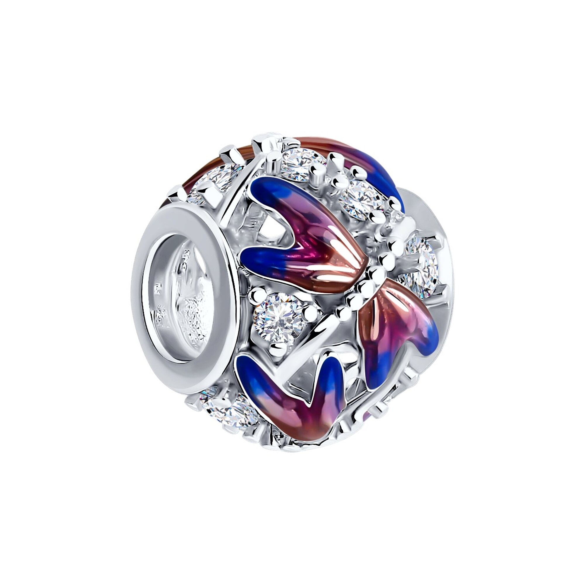 Шарм Diamant online, серебро, 925 проба, родирование, эмаль, фианит