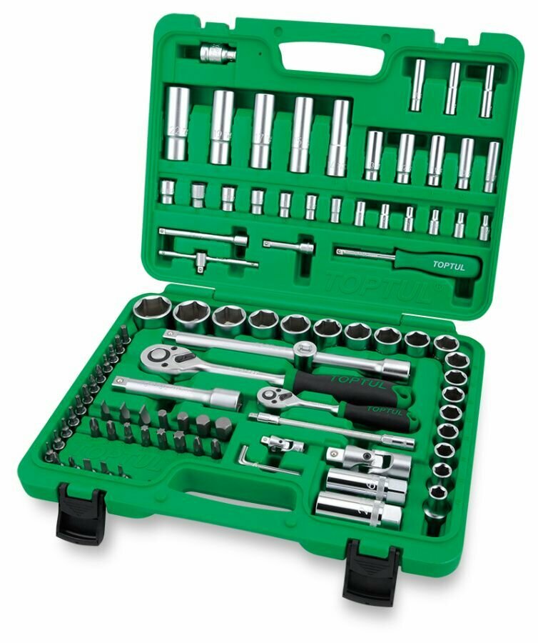 Набор головок и бит TOPTUL 1/4", 1/2" 6 гранные, 94 предмета GCAI094R