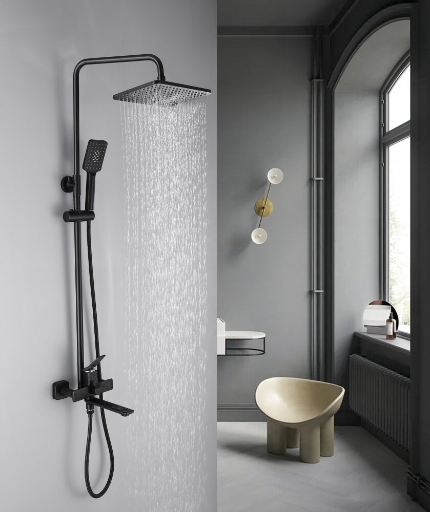 Душевая система с тропическим душем из латуни Hansen HL33099-C черный