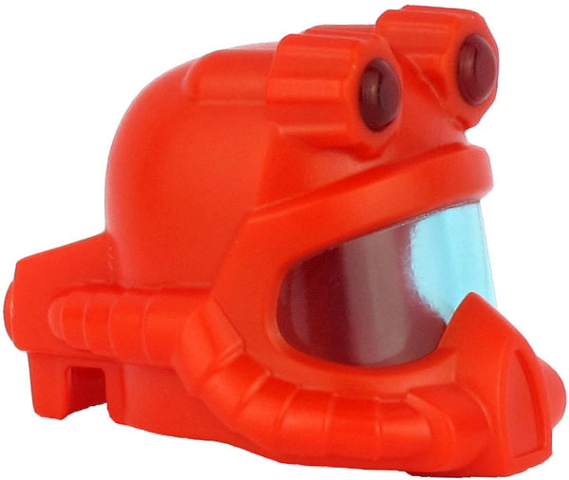 Minifigure, Headgear Helmet Underwater Deep Diver with Molded Trans-Light Blue Visor and Head Lamps Pattern, 67298pb01 Red U