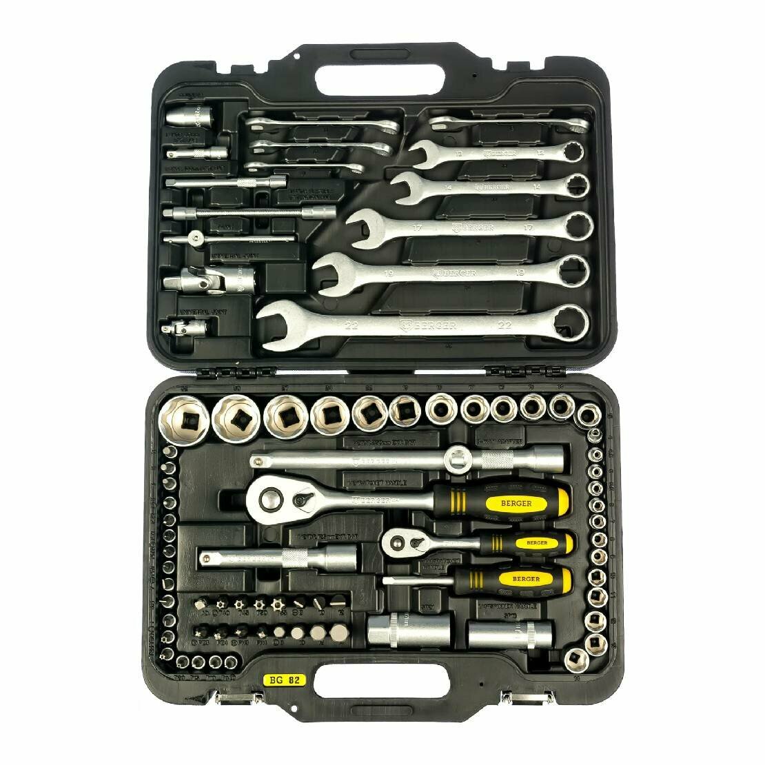 Универсальный набор инструментов Berger BG082-1214, 82 предмета, автомобильный, кейс