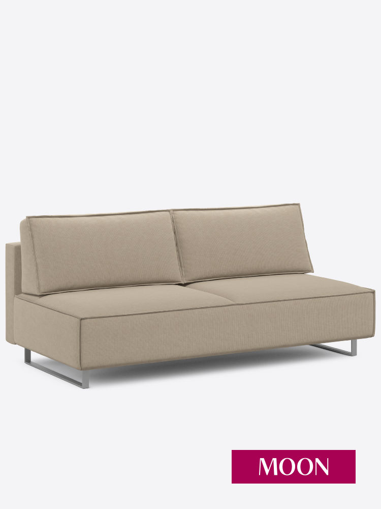 Диван-кровать раскладной пантограф (тик-так) MOON 005, светло- бежевый, велюр, эксклюзивная пена UniqFoam, 206х114х91 см