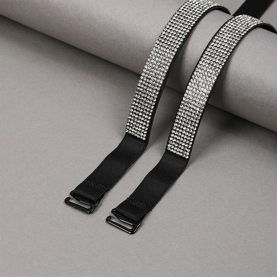 Бретели для бюстгальтера TBY.0L1506 15мм цв. черный/страз уп 1 пара