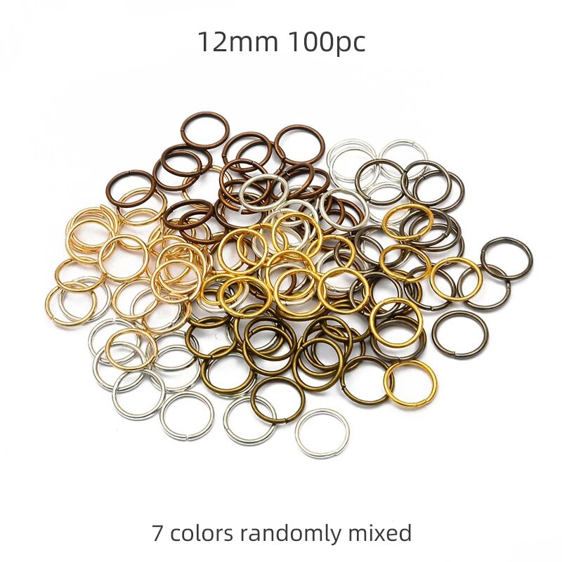 Кольца для бисера 12mm, 100шт, 7 цветов, Random