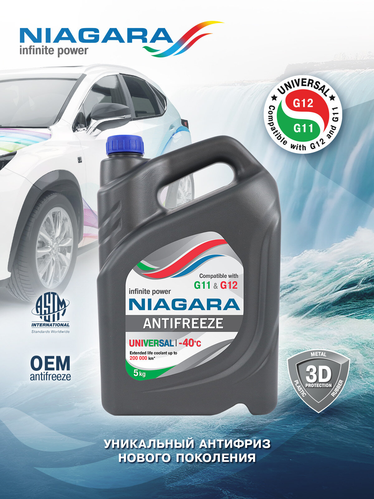 Жидкость охлаждающая антифриз Niagara (универсальный)(совместим с G11 и G12) 5 кг