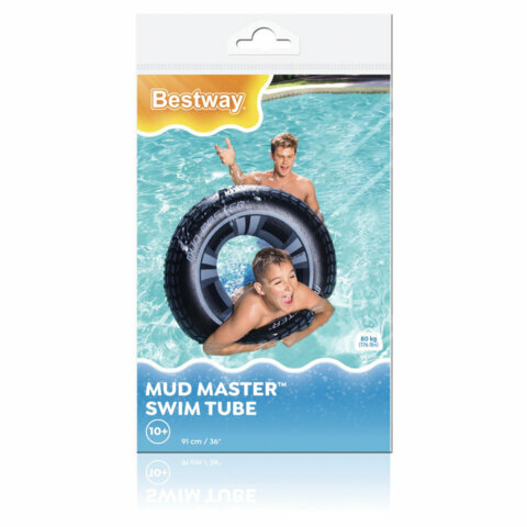 Надувной круг для плавания "Шина" диаметр 91см, от 10 лет, до 80 кг, BESTWAY, 36016
