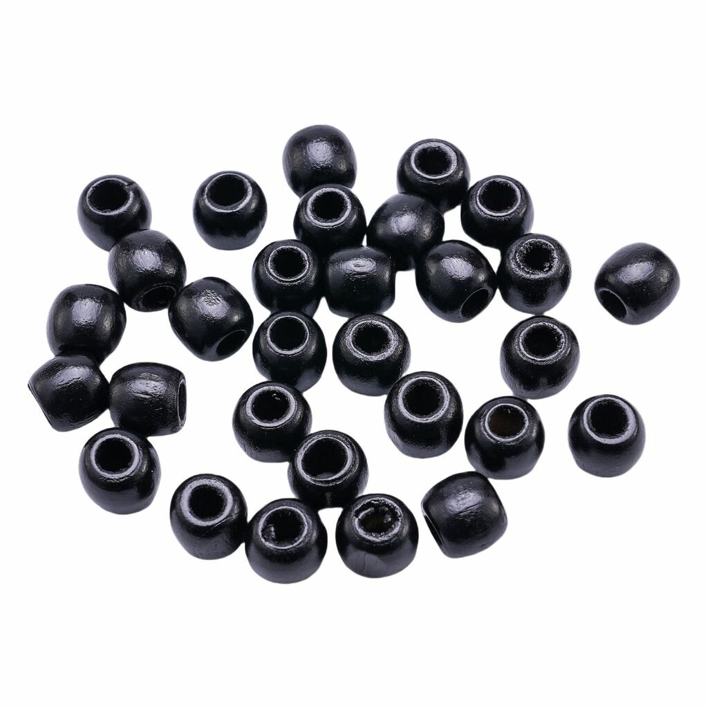 (1 упаковка) Аксессуары для ювелирных изделий своими руками из клена с большим отверстием, деревянные бусины, круглые бусины-черный-9-10 мм
