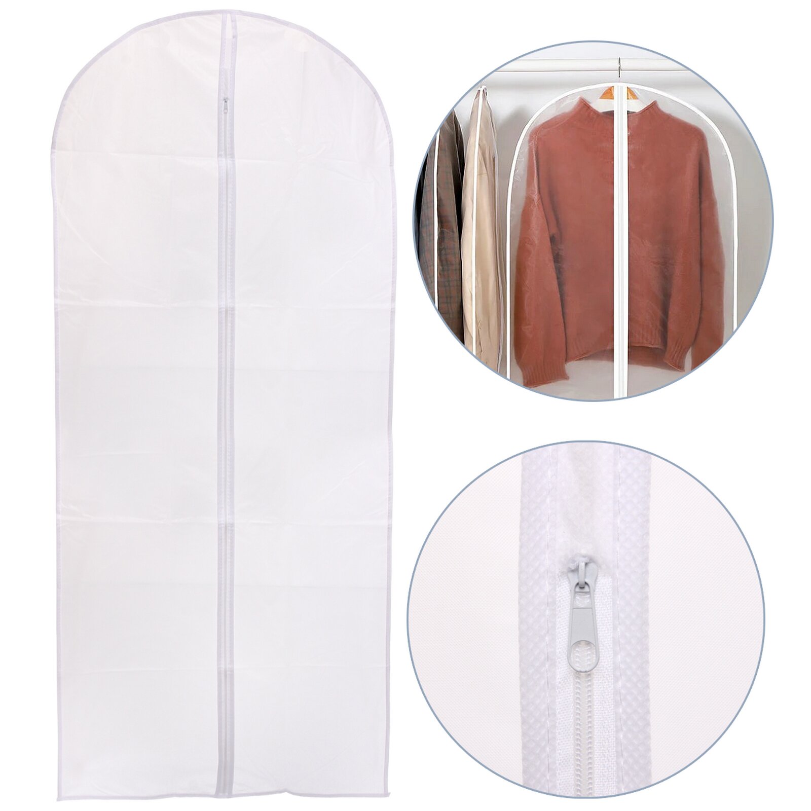 Чехол для одежды «идеядома», белый/прозрачный, 60х140см, защита от пыли