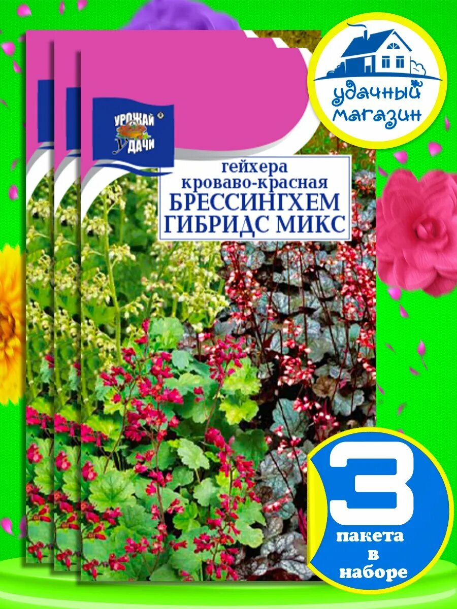 Семена гейхеры кроваво-красной "Урожай Удачи", многолетник, 3 пакета