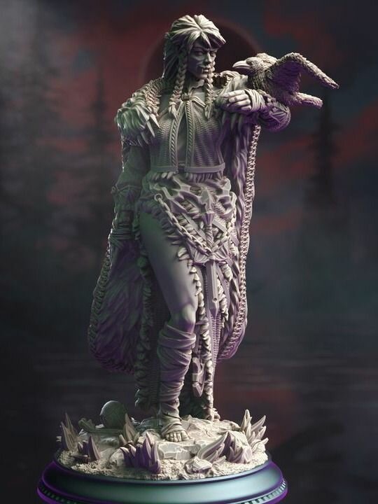 Вампирша друид, игровая фигурка для раскрашивания, база 25мм