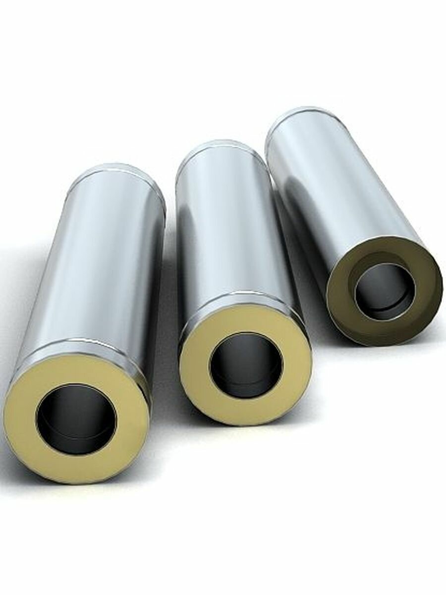 Модуль дымохода утепленный (сэндвич) ТМФ (TMF) D115/215, 0,5мм (длина 0,5 м) нерж/нерж