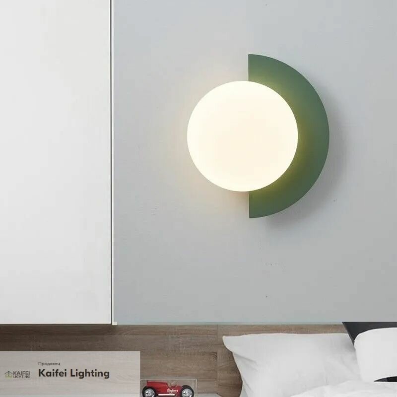 Простой настенный бра для спальни из скандинавского акрила Зеленый 25 см трехцветный свет