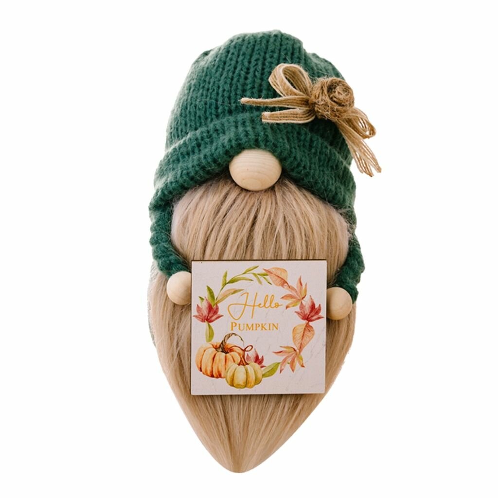 Вязаная шапка с бантом на день благодарения, держащая Деревянное фирменное безликое украшение-Карлик
