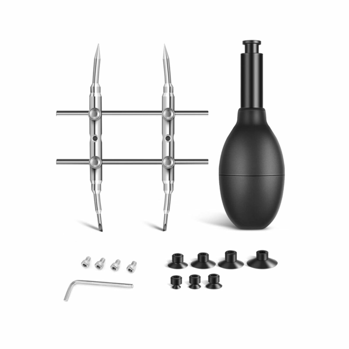 Набор присосок для линз и гаечных ключей с 7 присосками с изогнутыми наконечниками