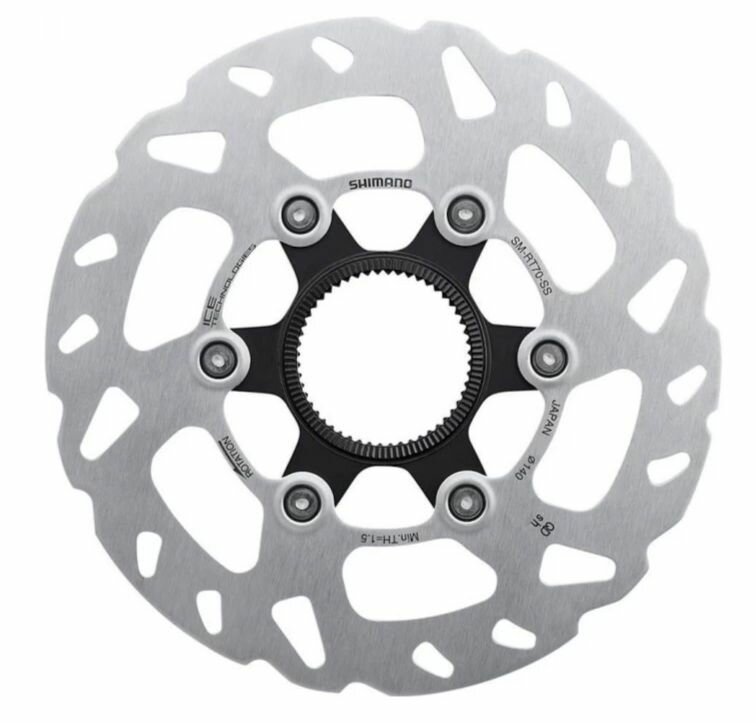 Тормозной диск Shimano SLX, RT70, 140мм, C.Lock, внешн. Шлицы стоп. Кольца (без упаковки)