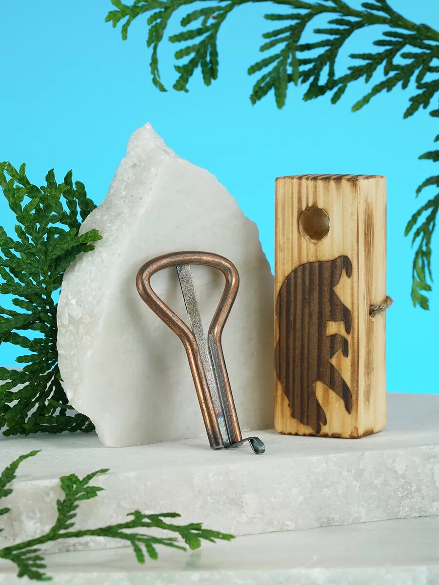 Варган музыкальный инструмент с чехлом "Медведь"