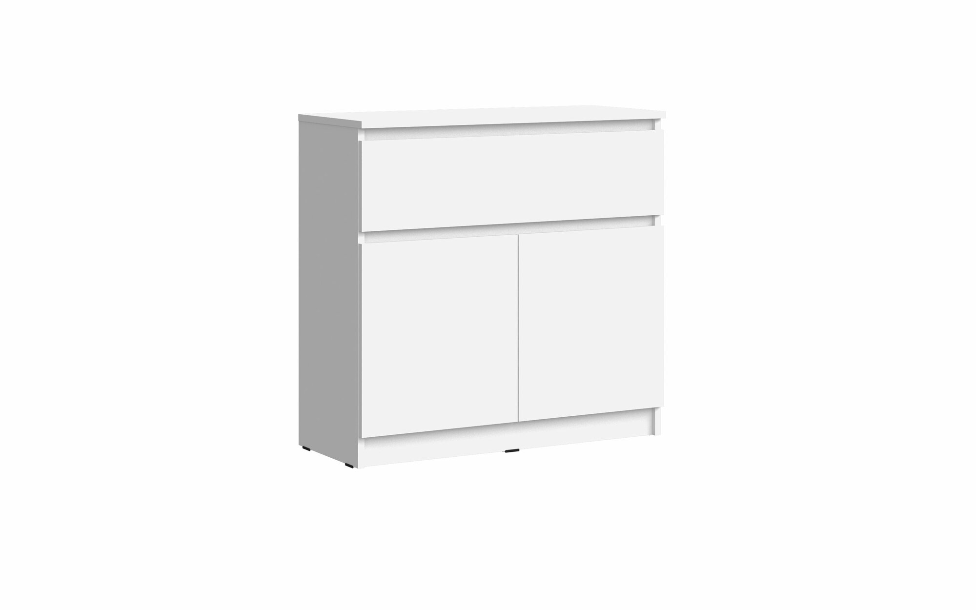 Челси Комод 800 (1 ящик 2 двери) (Белый глянец, белый) (Миф)