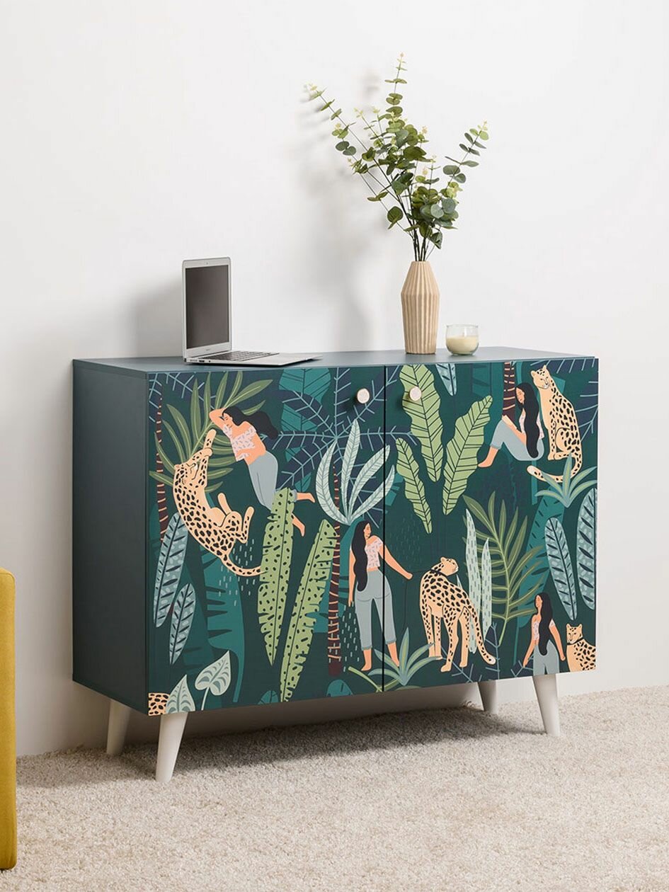 Комод для одежды Либера на ножках, с полками, с доводчиками, 115.3х42.6х92.3 см, Пасифай / Белый шагрень