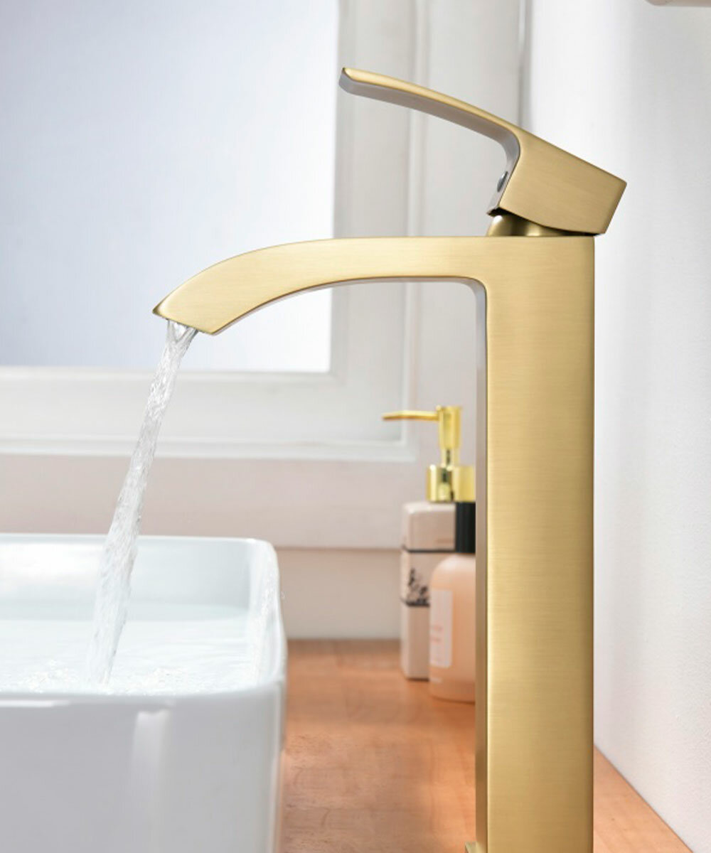 Смеситель однорычажный для раковины-чаши от бренда Ganzer из латуни GZ44112-S матовое золото