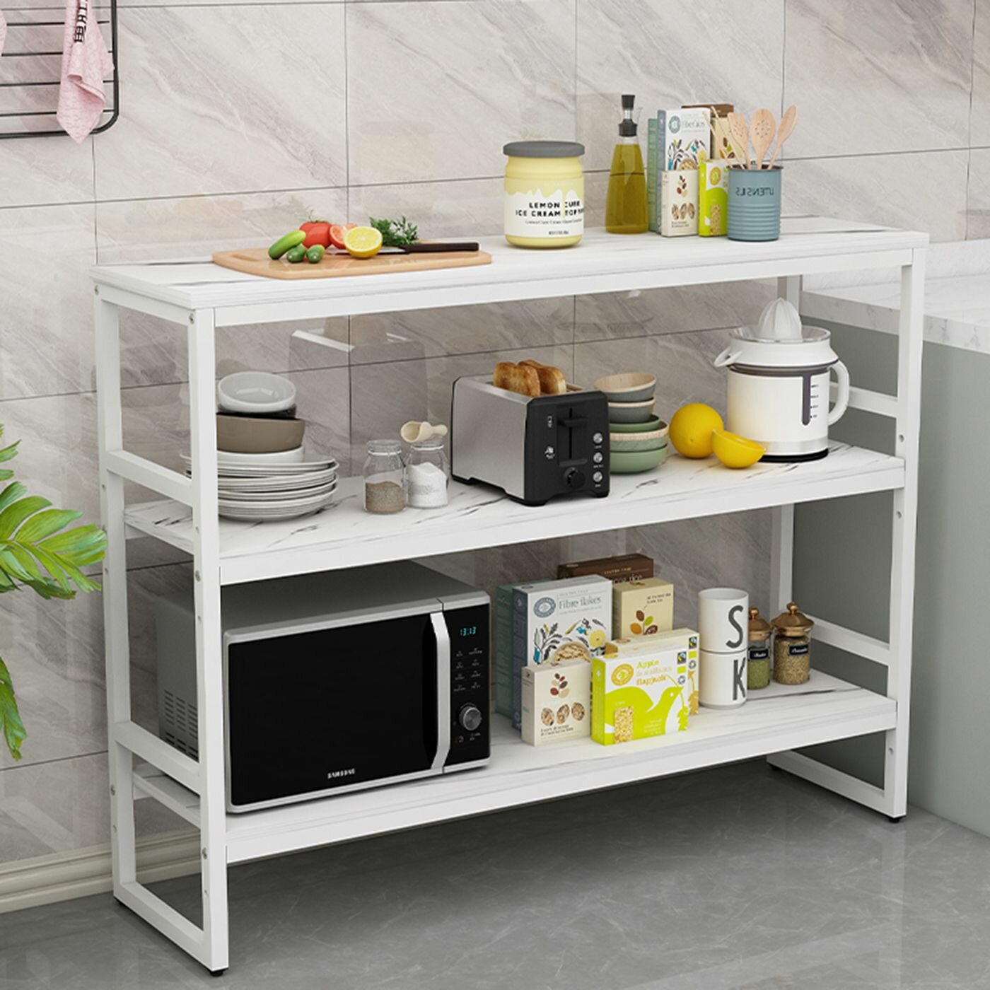 Консоль столик в кухня деревянный, с двумя полками, Высота 85cm