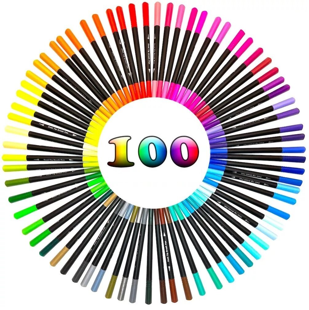 Маркеры для скетчинга 100 цветов. Акварельные маркеры для скетчинга. (маркер+капилярная ручка). (Фломастеры для скетчинга).