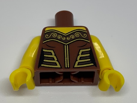 Torso Female Armor with Gold Decorations Pattern / Yellow Arms / Yellow Hands, 973pb1407c01 Reddish Brown U