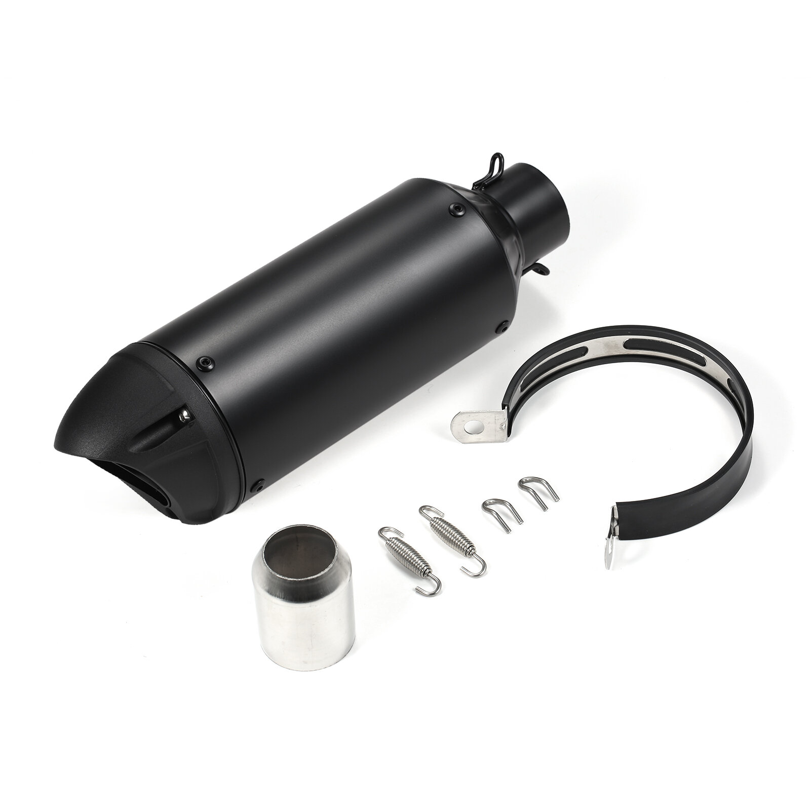 Выпускной трубы для мотоцикла универсальная 38-51мм, рефит-шумоглушитель для мотоциклов и ATV, черный, синий, серебристый, из нержавеющей стали, диаметр соединения 38-51мм, в комплект входят 1 выхлопная труба и 1 комплект крепежа