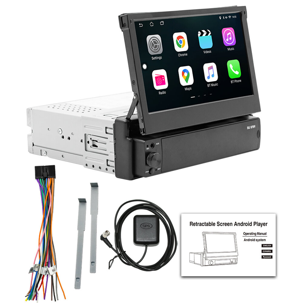 7-дюймовый мультимедийный MP5-плеер с выдвижным сенсорным экраном, автомобильная магнитола, многофункциональный аудио- и видеоплеер, автомобильный радиоприемник с функцией FM.