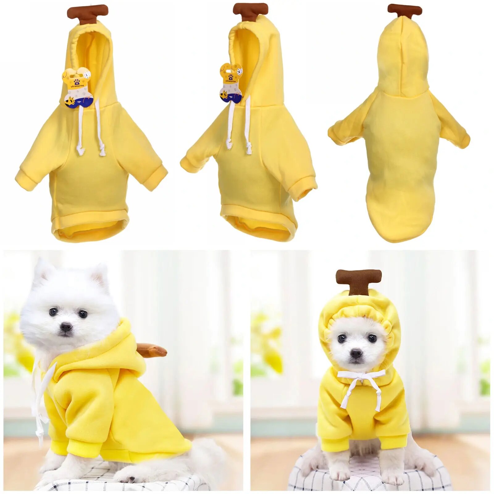 Толстовка для собаки «Wonderful style-Банан» с капюшоном, размер 2xl (62×45×26 см), полиэстер, желтый