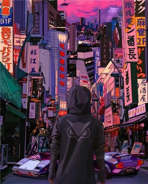 Алмазная картина "Неоновая улица города ночью" алмазная огранка 40х50 см,40X50CM, белый