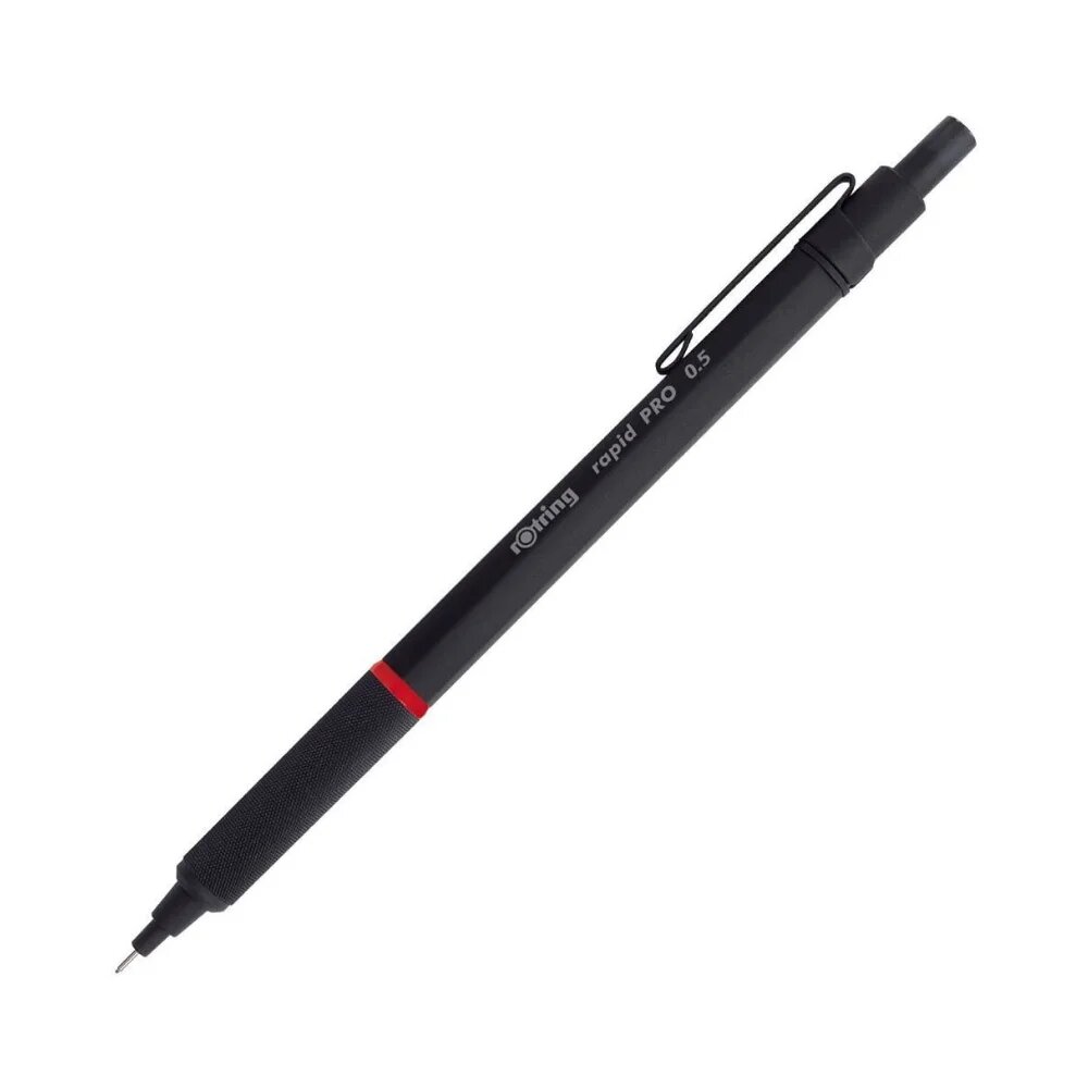 Механический карандаш rOtring Rapid PRO 0,5/0,7 мм серебристый хром/матовый черный, Черный