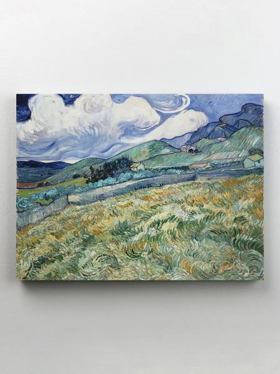 Интерьерная картина на холсте, репродукция "Пшеничное поле с кипарисом - Винсент Ван Гог" размер 40x30 см