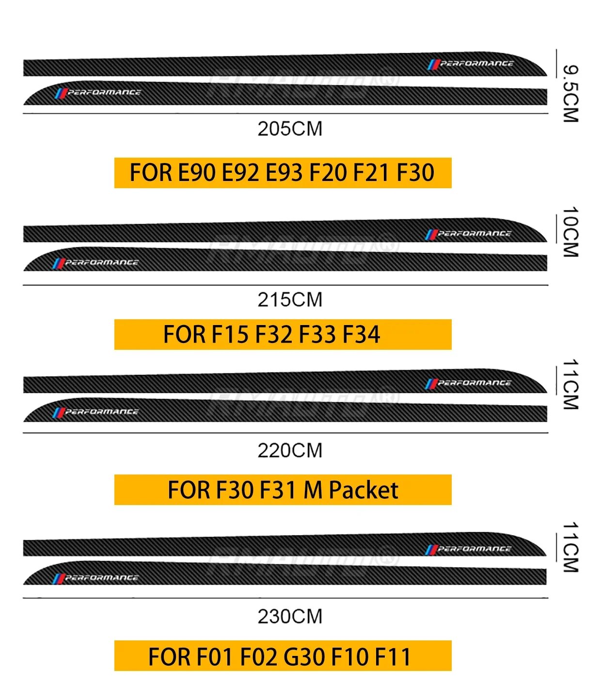 5D настоящее углеродное волокно M Performance, боковая юбка, полоса на порог, комплект кузова, автомобильная наклейка для BMW G30 E90 E92 E93 F20 F30 F32 F10 F01 215CM