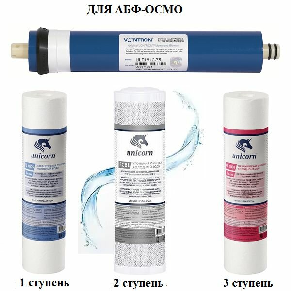 Комплект картриджей "Чистота премиум: 4 ступени очистки с мембраной Vontron для абф-осмо"