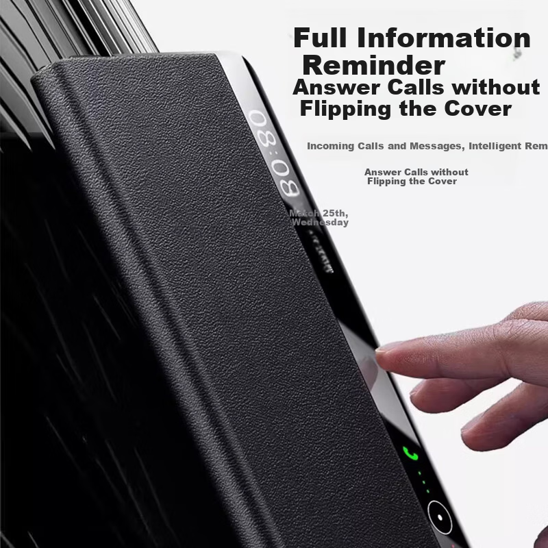 ZhengJian Genuine Leather Case for Huawei Mate X6, Full Protection Cover for Mate X6 Collector's Edition, Flip Smart Window Case for Huawei Foldable Screen, Anti-drop Protective Cover for Men and Wome